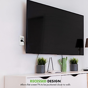 TOPGREENER Recessed Single Receptacle Outlet with Clock Hanger Hook, Tamper-Resistant, Size 1-Gang 4.48" x 2.76", 15A 125V, TG115R31, White