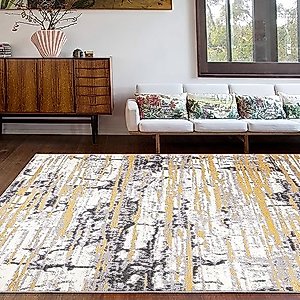 Rugshop Darwin Vintage Abstract Modern Area Rug 7'10" x 10' Yellow