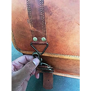 Mens Messenger Bag 15 Inch Vintage Rustproof Genuine Leather Briefcase Large Leather Laptop Computer Bag Rugged Satchel Shoulder Bag, Brown