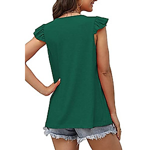Tunic Tops to Wear with Leggings Ruffle Sleeve Summer Top for Women Cute Fashion Clothes Green L
