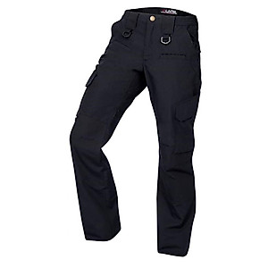 LAPG Women's Uniform Tactical Pants, Elastic Waistband, Durable Work Training Cargo Pants for Women, Navy, Size 16, Short