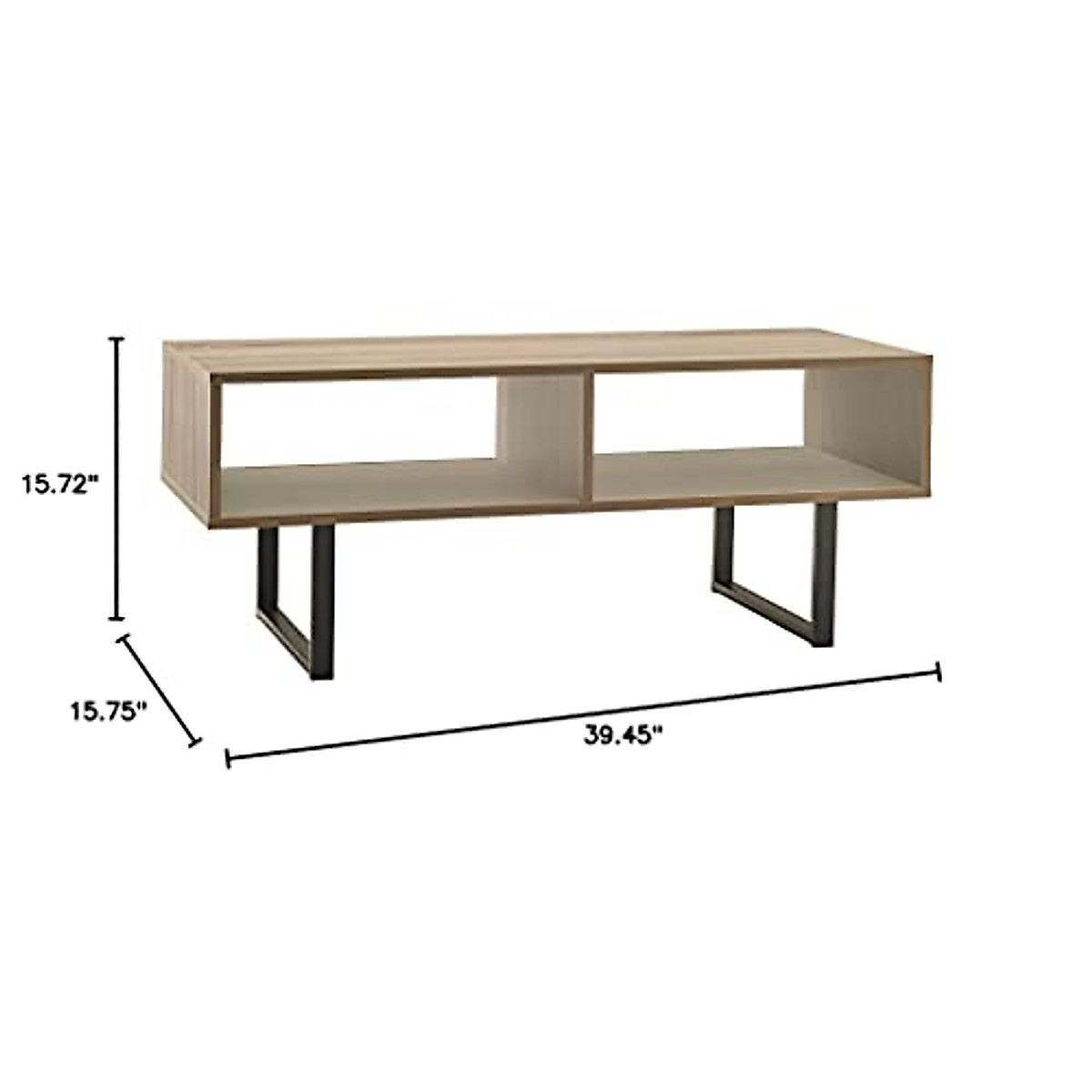 ClosetMaid 1315 Rectangular Wood Coffee Table with Storage Shelves, Gray