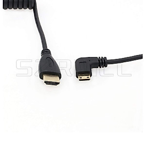 SZRMCC Left Angled Mini HDMI to Full HDMI High Speed Coiled Cable for Canon Sony DSLR Camera ATOMOS Monitor (Left Mini HDMI-HDMI)