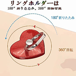 MuZiFei Phone Ring Stand Holder,2-Pack Heart Crystal Diamond Rhinestone Bling Glitter Sparkle Universal 360° Rotation Cell Phone Stent Holder Grip Kickstand for Almost All Phones/Cases (Black)