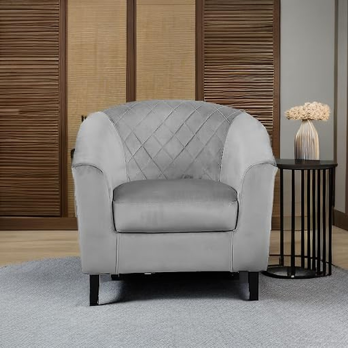 Urban Home Furniture Wesley Tub, Barrel, Accent Chair, Ottoman, Footrest, Grey