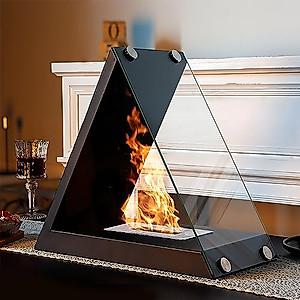 NEWIMAGE Tabletop Fire Pit, Fire Bowl 14.5" H Portable Tabletop Fireplace Clean Burning Bio Ethanol Ventless Fireplace for Indoor Outdoor Patio Parties Events（Triangles）