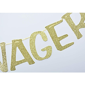 Threenager Banner Hanging Garland for 3rd Birthday Party Photo Prop Party Decoration Sign (Gold Glitter)