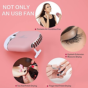 Afounda USB and Mini Portable Fans,Rechargeable Electric Handheld Air Conditioning Cooling Refrigeration Fan for Eyelash,Eyelash Extension,Nail Dryer(Pink)