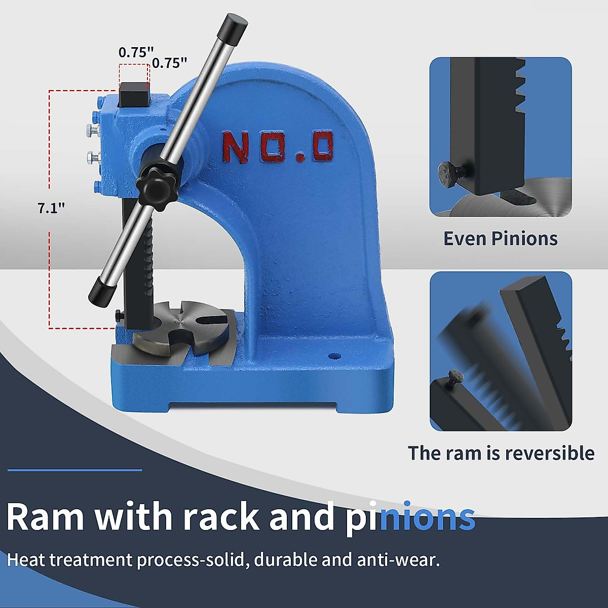 PNBO Manual Arbor Press 0.5 Ton,Heavy Duty Cast Iron Desktop Punch Press Machine, for Riveting Punching Holes