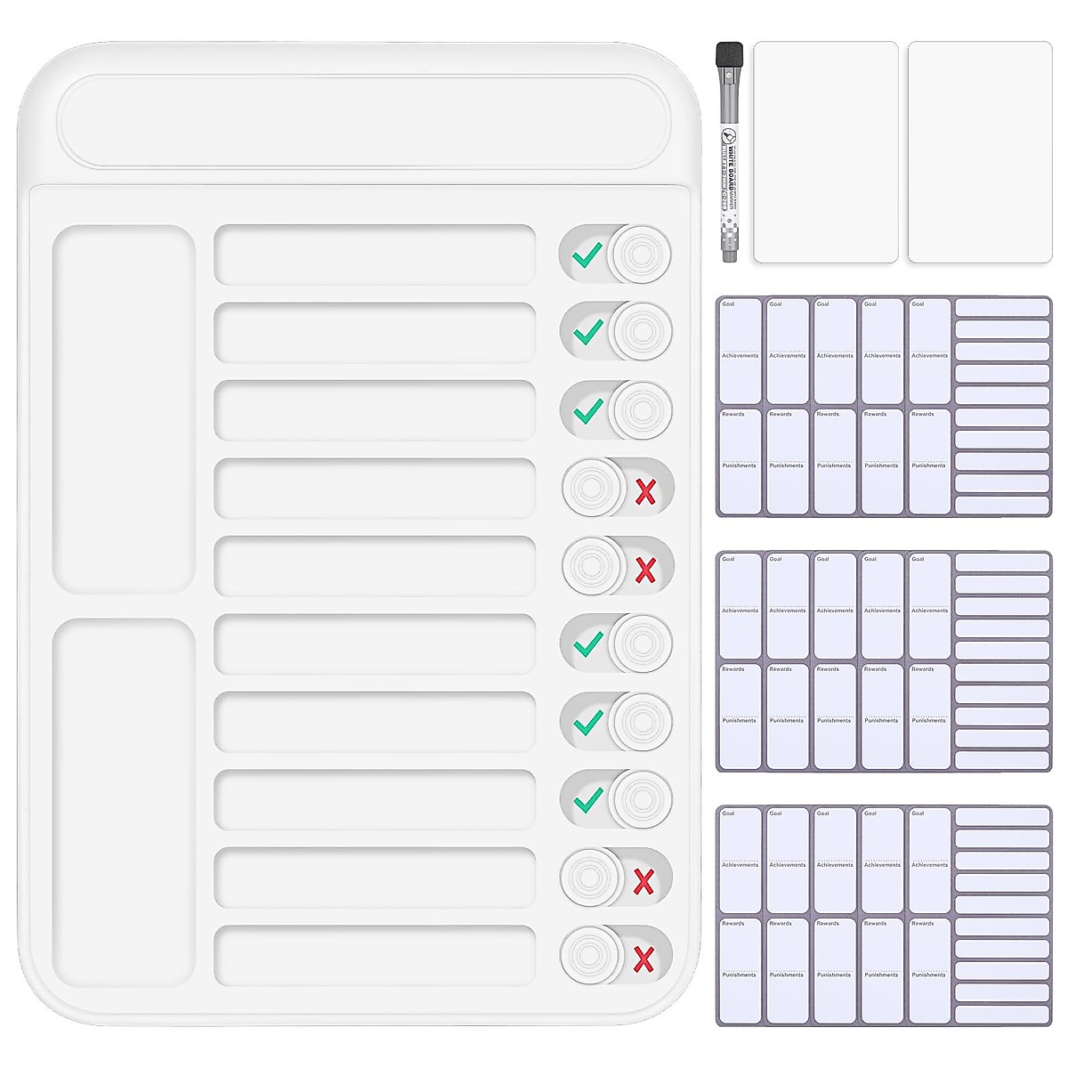Dry Erase Chore Chart for Kids to Do List Magnetic Checklist Board Reusable RV Daily Routine Schedule Planning Boards with Blank Checklist Cardstock for Habit Tracker or Daily and Weekly Planner