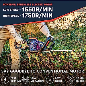 Worth Garden 84V 20" Cordless Battery Brushless Motor Self-propelled Lawn Mower, 19" Hedge Trimmer with 4 x 2.5AH Lithium Batteries & 2 Fast Chargers in 40Mins