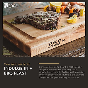 John Boos Block BBQBD Reversible Maple Wood Edge Grain BBQ Cutting Board with Juice Groove, 18 Inches x 12 Inches x 1.5 Inches