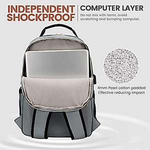 LOVEVOOK Laptop Backpack for Women 15.6 inch, Travel Backpack Purse,Professional Laptop Computer Bag,Waterproof Work Business College Teacher Bags Carry on Backpack with USB Port,Grey