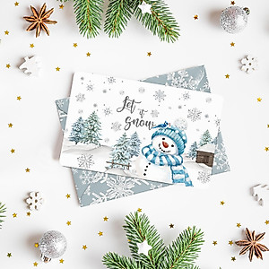 Artoid Mode 36 Pack Merry Christmas Thank You Cards Snowflake Snowman Xmas Tree Greeting Cards Gift With Envelope Sticker Blank Note Cards for Birthday Wedding Baby Shower Bridal Shower, 4 x 6 Inch