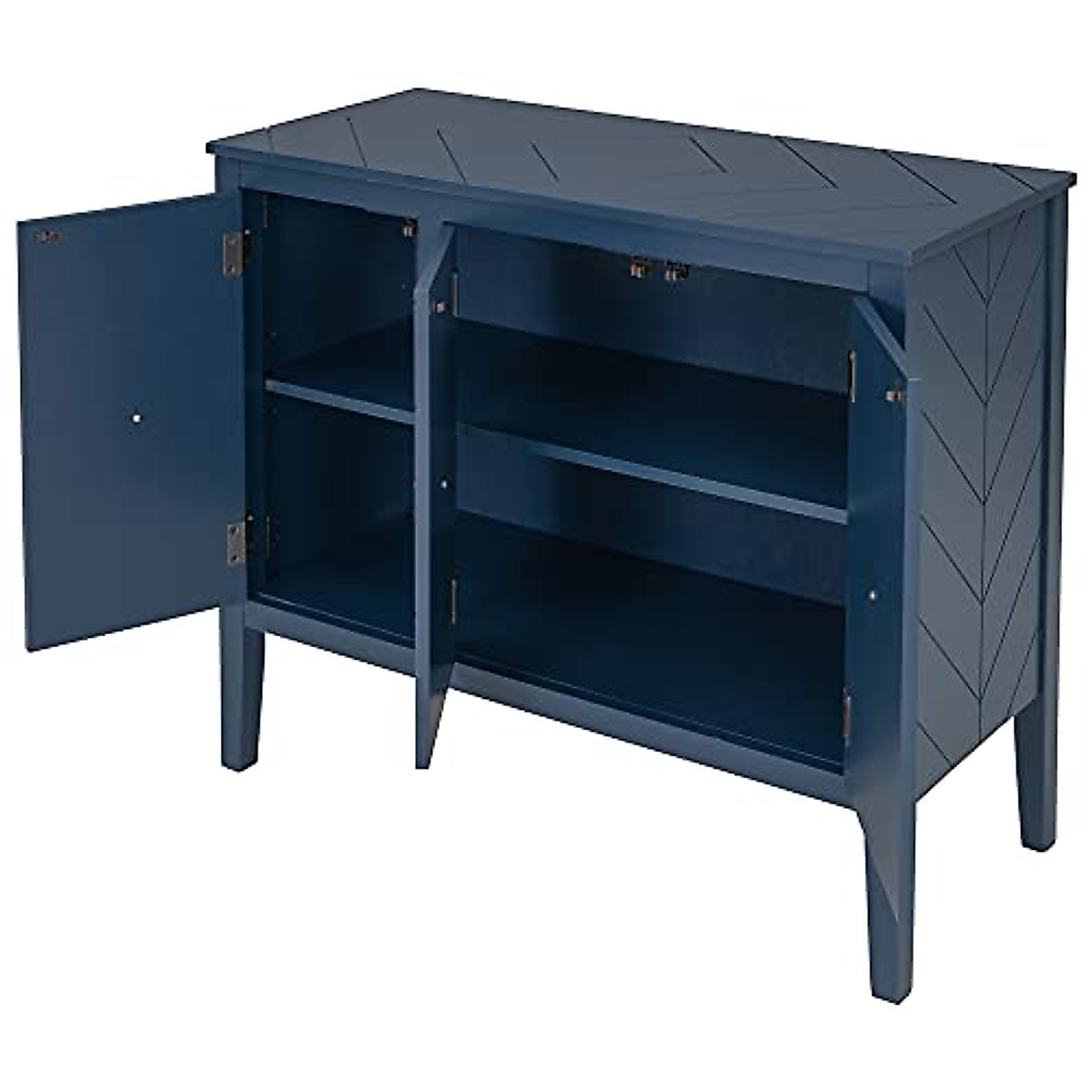 XD Designs Wood Console Table Sofa Table, Sideboard Buffet Storage Cabinet with 2 Adjustable Shelf, Vintage and Unique Medieval Style, Accent Furniture, Easy to Assemble (Navy Blue-1)