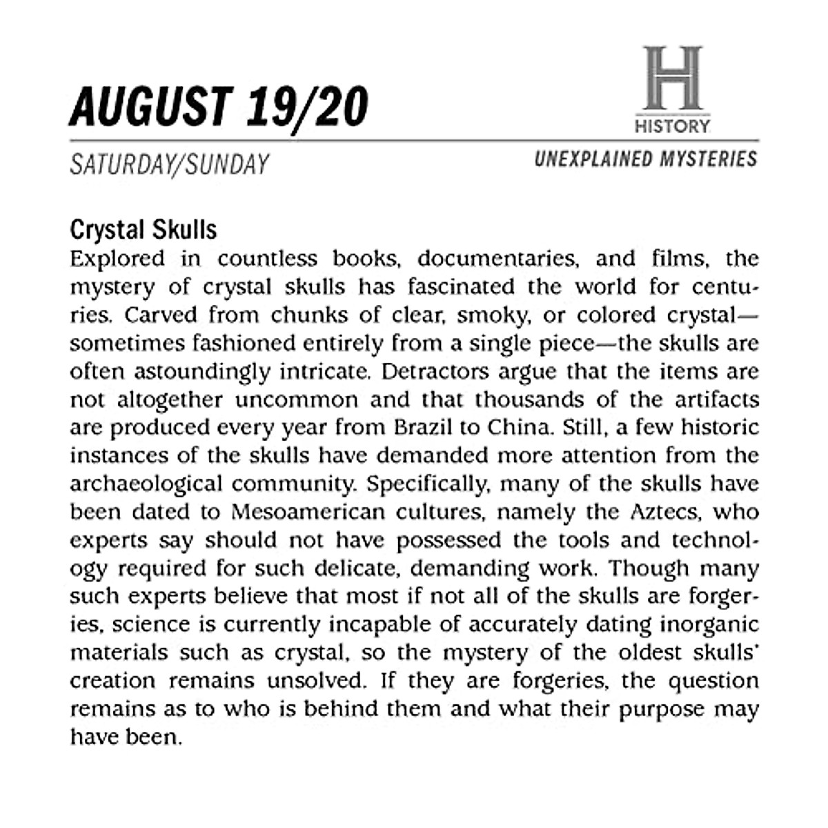 2023 History Channel Unexplained Mysteries Boxed Calendar: Inexplicable Events, Strange Disappearances, Baffling Phenomena (Daily Desk Gift for True Crime Fans)