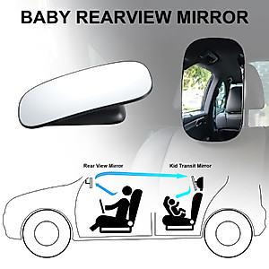 LivTee Baby Car Mirror, Car Seat Mirror for Baby Rear Facing with Adjustable Wide Angle Clear View for Facing Infant, 100% Shatterproof, Crash Tested and Certified - Car Interior Accessories