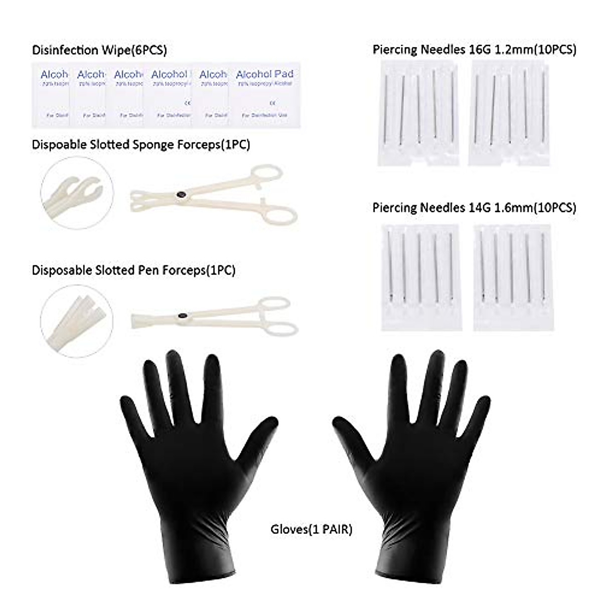 Xpircn 140PCS Piercing Kit Stainless Steel 14G 16G Nose Lip Tongue Tragus Daith Eyebrow Industrial Barbell Belly Button Rings Body Piercing Tools (Silver)