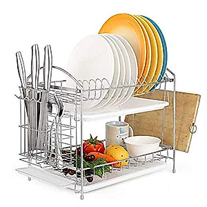 SDGH Stainless Steel Dish Rack - Double-Layer Multi-Function Dish Rack Drain Rack