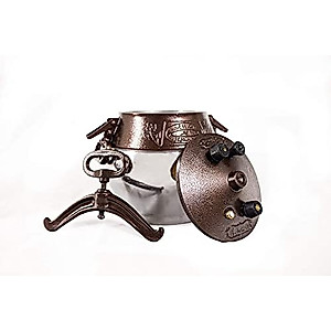 Afghan pressure cooker Model NR 9 quart (8.5 liter) capacity. Aluminum Uzbek Kazan pressure pot for indoor/outdoor cooking