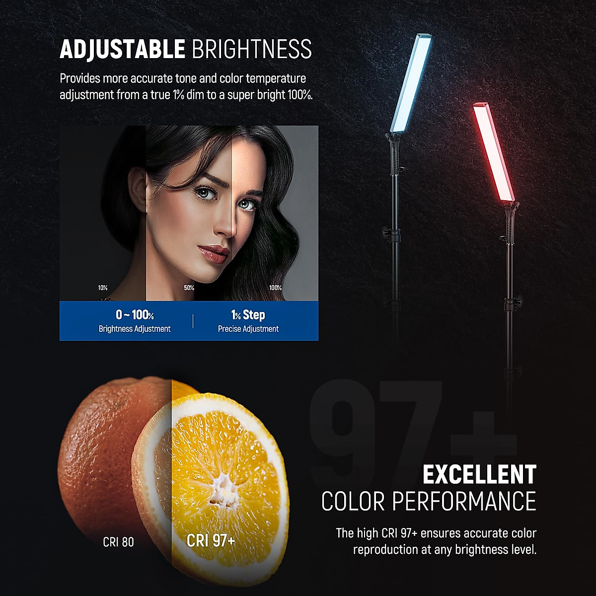 NEEWER Upgraded Interactive RGB LED Video Light Stick with Stand Kit, 2 Pack BH-30S Photography Lighting Wand with RGBWW Hue Mixer/2.4G APP Control/2500K-10000K/CRI&TLCI97+/18 Effects/31Wh Battery