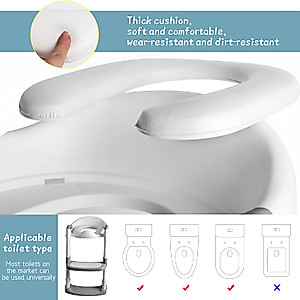 Wakagen Height adjustable potty training toilet seat with steps for boys and girls infant toddler child toilet training seat with handle, padded seat, non-slip wide steps, (ZX-001)