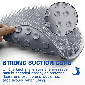 Shower Foot Scrubber Mat Back Washer Exfoliating Bath Wash Pad Wall Mounted Slip Suction Cups for Use in Cleaner Men and Women