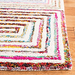 SAFAVIEH Nantucket Collection Accent Rug - 3' x 5', Ivory, Handmade Boho Abstract Cotton & Wool, Ideal for High Traffic Areas in Entryway, Living Room, Bedroom (NAN604A)