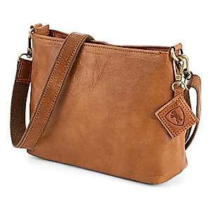 BERLINER BAGS Vintage Leather Shoulder Bag Marbella, Small Crossbody Handbag for Women - Brown