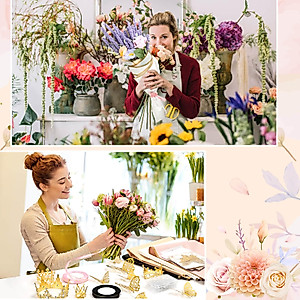 cridoz 195Pcs Flower Bouquet Accessories Supplies, 40 Flower Wrapping Paper, 4 Gold Crowns, 48 Butterfly Decorations, 100 Flower Pins and 3 Ribbons for Mother's Day Wedding Baby Shower Graduation