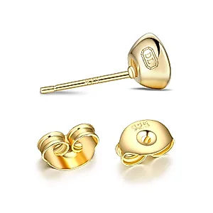 DiamonLite 1 Ct Round CZ 925 Sterling Silver Bezel Set Studs Earrings for Women and Men - Bezel Set CZ Earrings, 18K Gold Plated 925 Silver CZ Bezel Stud Earrings, Gold CZ Earrings for Women and Men