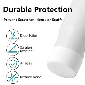 XSHNUO 2 Pcs Silicone Boot for Stanley Quencher Adventure 40oz with Handle & Stanley IceFlow 20oz 30oz, Anti-Slip Water Bottle Bottom Sleeve Cover Stanley Cup Accessories (White-purple)