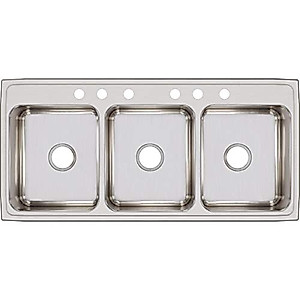 Elkay Lustertone LTR46226 Triple Bowl Top Mount Stainless Steel Kitchen Sink