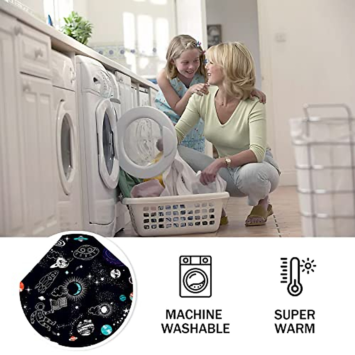 Ultra-Soft Cozy Flannel Fleece Throw Blankets 40"x50", Smooth Warm Fuzzy Plush Blankets for Couch Bed Kids Adults (Galaxy Solar System Astronaut Planets Rocket)