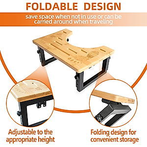 Toilet Stool Squat Adult, Toilet Stool Foldable, 7 in, 8 in, 9 in Adjustable Height Squat Stool Potty for Adults Kids, Squatting Toilet Stool for Pooping, Bamboo Toilet Step Stool, Toilet Foot Stool