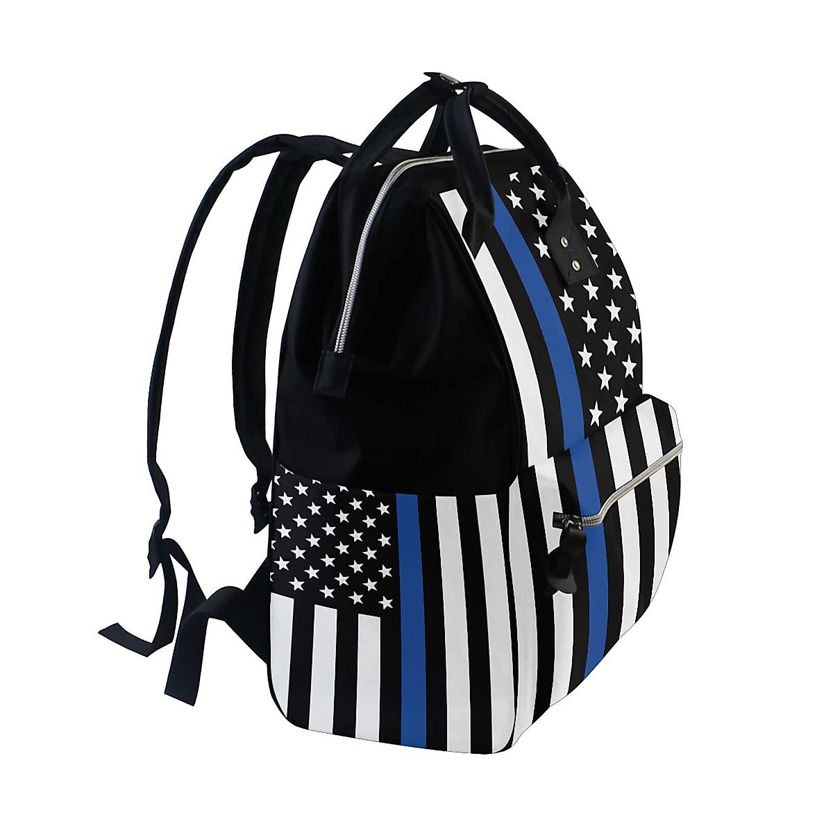 DerlonKaje Large Capacity Baby Diaper Bag Thin Blue Line American Police Flag Durable Multi Function Travel Backpack