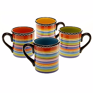 Certified International Tequila Sunrise Mug, 15-Ounce, Assorted Designs, Set of 4