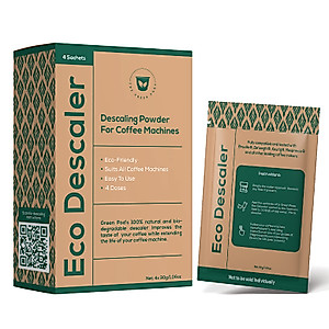 The Green Pods Eco Descaler - Coffee Machine Descaler Compatible With Nespresso, Keurig, Breville, DeLonghi, And All Others - Descaling Powder