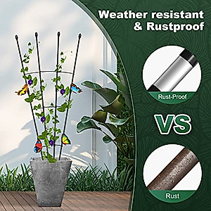Garden Trellis for Climbing Plants Outdoor and Indoor 47.24inch, Rustproof Plant Trellis Support for Indoor Plants Trellis for Potted with 100 Ties and 5 Butterfly for Flowers Vegetable Fruits Vines