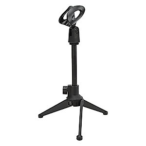 AUHX Mini Table Adjustable Mic Stand, Plastic Durable Detachable Portable Table Adjustable Mic Stand Practical for Conferences