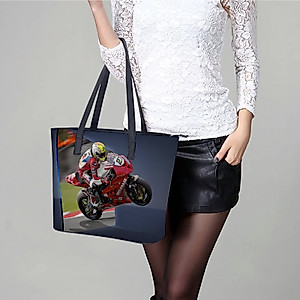 Womens Handbag Motorcycle Motocross Leather Tote Bag Top Handle Satchel Bags For Lady