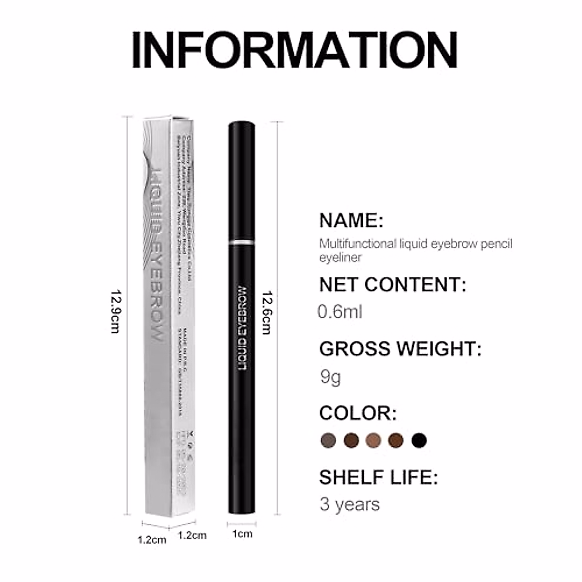 Easilydays Ultra-Fine Felt-Tip Liquid Eyeliner Pen, Waterproof 5 Colors Wild Water Eyebrow Pencil, Highly Pigmented Intense Color, Glides on Smoothly, Longlasting Smudge-Proof Women Eye Makeup (02)