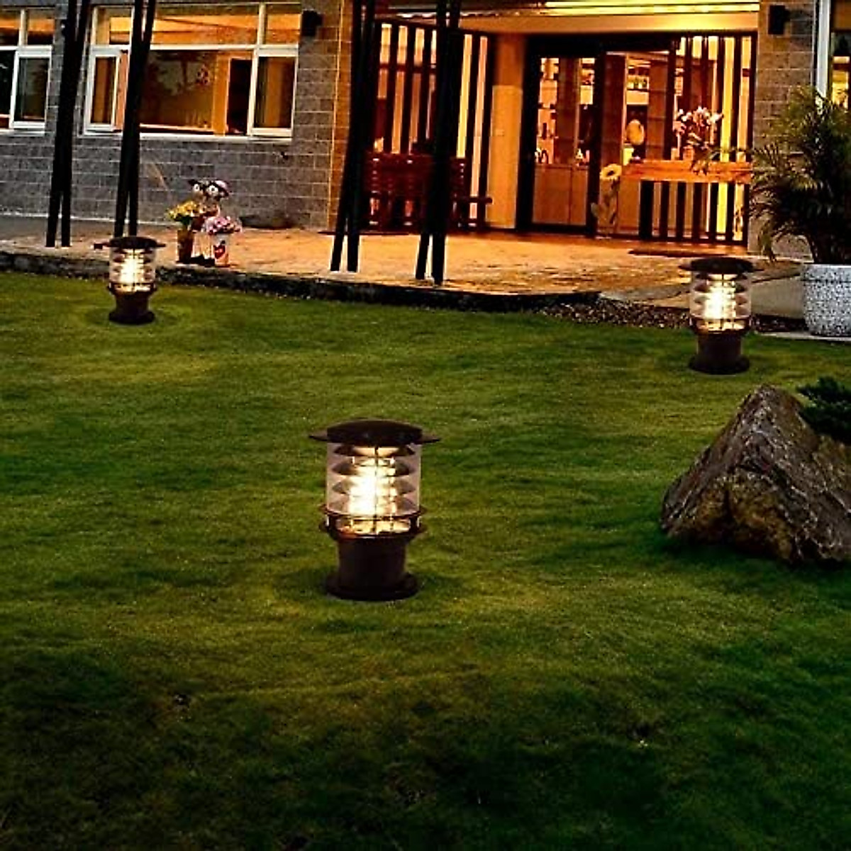 MODEBHD LED Landscape Street Courtyard Column Lamps IP54 Waterproof Super Bright Post Light Die-cast Aluminum Acrylic Garden Pillar Lantern Creative European Outdoor Patio Lighting