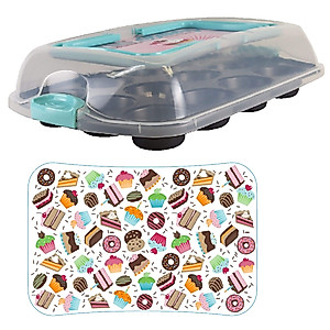 Chicago Mettalic Chicago Metallic 12 Cup Muffin Pan with Carry Lid, YAY Sprinkles Pattern