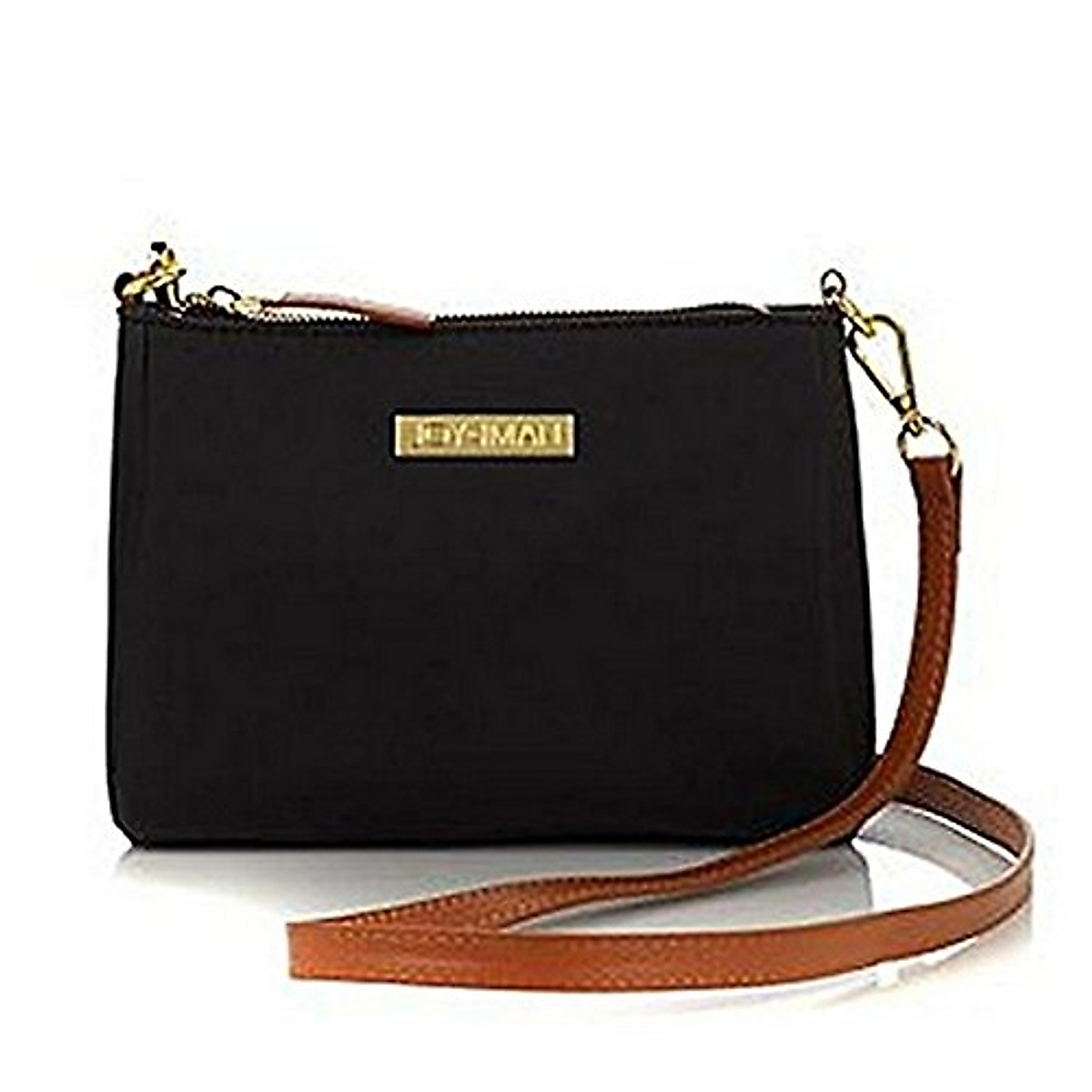 JOY & IMAN Alexandria Leather Tote Crossbody Zip Pockets Cognac NEW 539-083