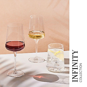 Krosno Red Wine Glasses | Elegant Design | Set of 6 | 16.91 oz | Infinity Collection | Traditional Craft | Ideal for Home Restaurant and Party | Dishwasher Safe | Gift Idea | Made in Europe