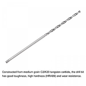 uxcell Solid Carbide Drill Bits, 1mm C2/K20 Tungsten Carbide Jobber Drill Bits Straight Shank Drilling Tool for Stainless Steel Aluminum Iron Metal Plastic 2pcs