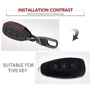 New Replacement Leather Car Key Case Cover Holder Fit Ford Fiesta Focus 3 MK3 MK4 ST Mondeo C-Max B-Max Kuga Key Chain