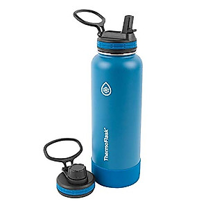 ThermoFlask Double Wall Vacuum Insulated Stainless Steel Water Bottle, 40 Ounce, 2-Pack, Superior Blue/Mauve