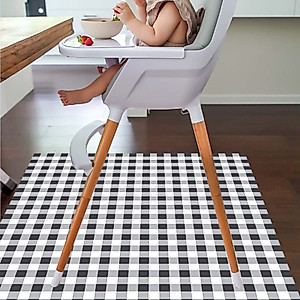 Baby Splat Floor Mat for Under High Chair/Arts/Crafts by CLCROBD, 51" Waterproof Anti-Slip Food Splash Spill Mess Mat, Washable Carpet Protector Mat and Table Cloth (Plaid)